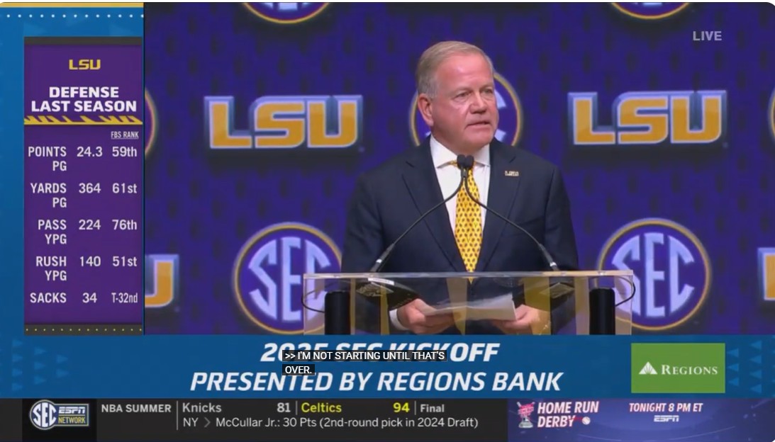 LSU Head Football Coach Brian Kelly at 2025 SEC Kickoff – Opening ...