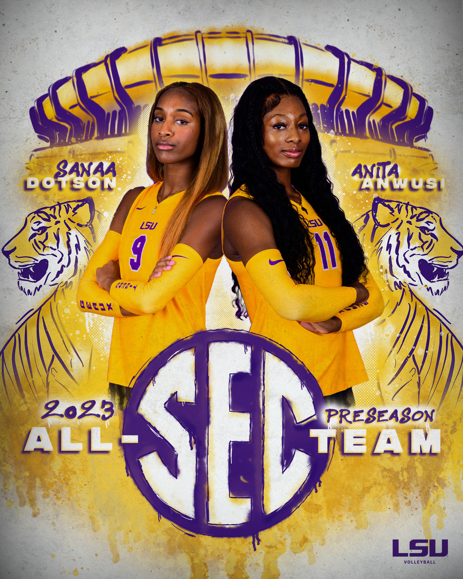 Lsu Represented On All Sec Preseason Volleyball Team By Anita Anwusi Sanaa Dotson Tiger Rag