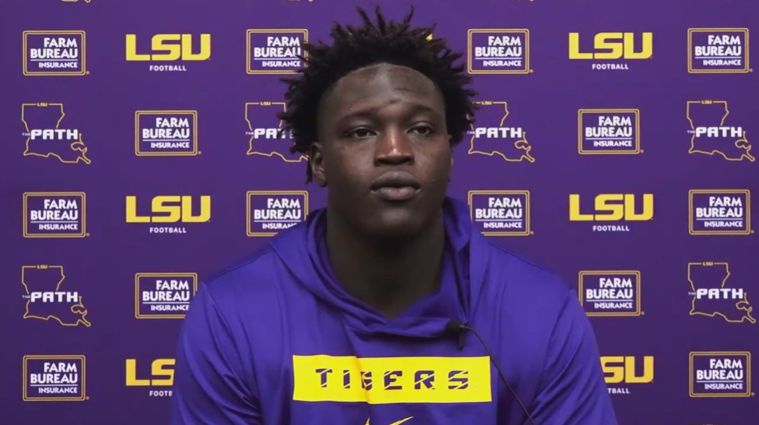 WATCH: LSU OL Emery Jones Jr interview, Tigers football fall camp ...