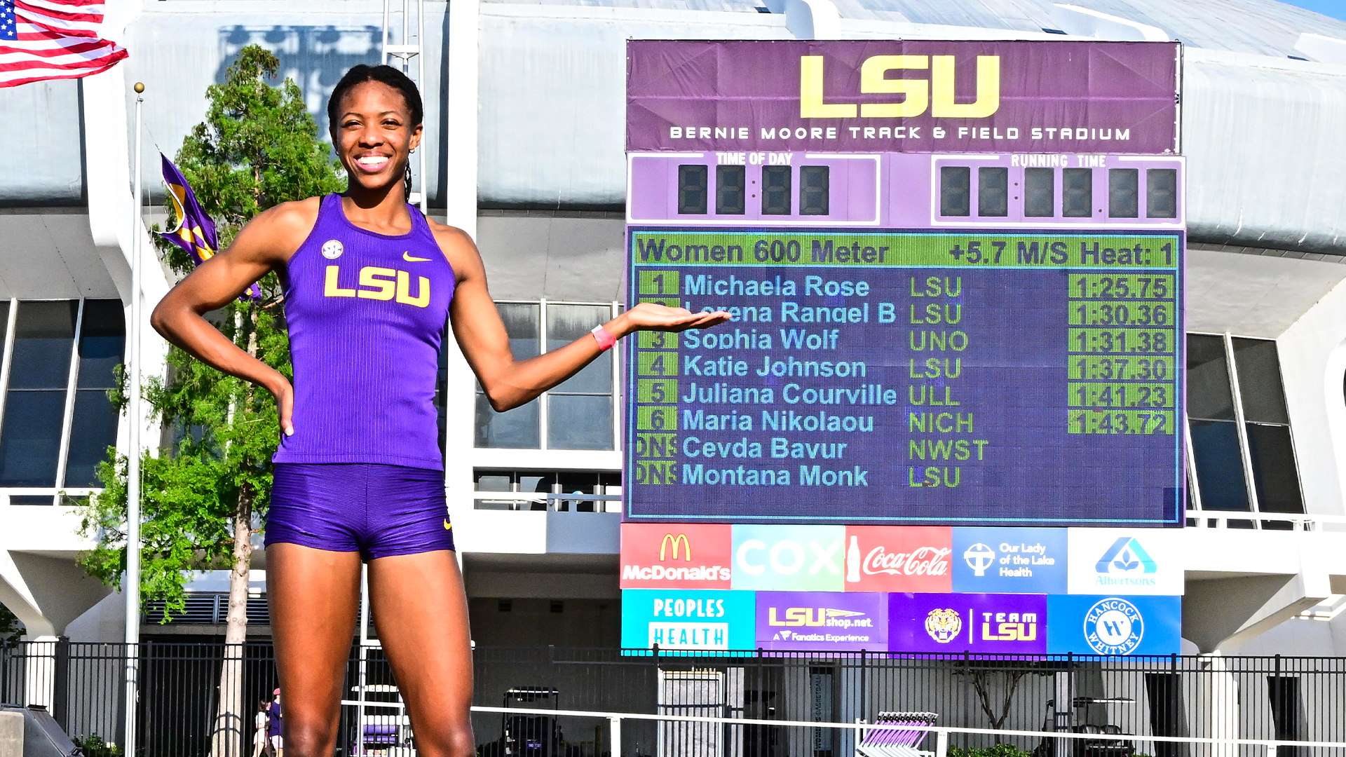 Michaela Rose clocks collegiate record over 600 Meters, LSU wins 15 ...